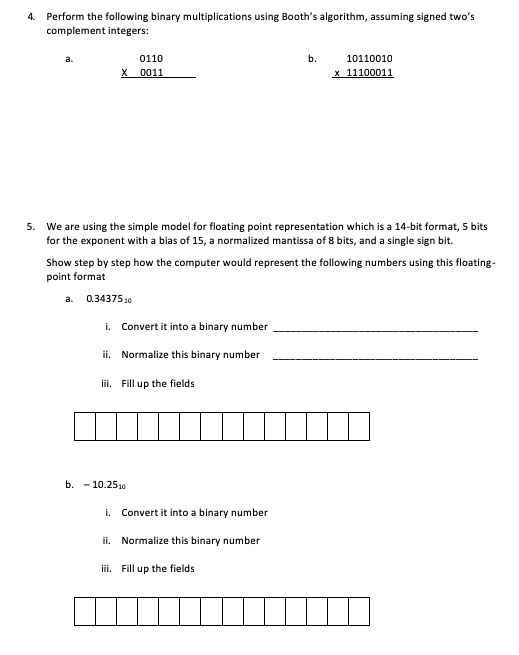 4. Perform the following binary multiplications using | Chegg.com