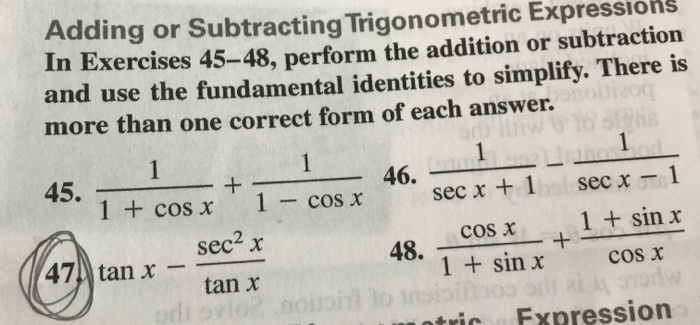 Solved Adding or Subtracting Trigonometric Expressions In | Chegg.com