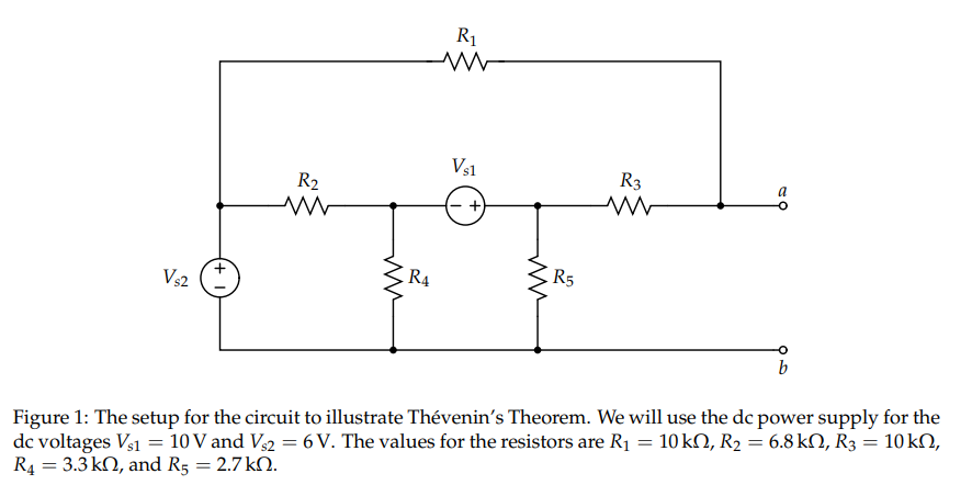 Solved R1 Vs1 R2 R3 a w V 2 } R4 R5 b Figure 1: The setup | Chegg.com