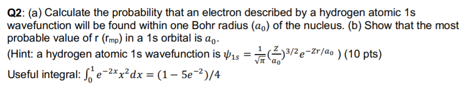 Solved Q2: (a) Calculate the probability that an electron | Chegg.com