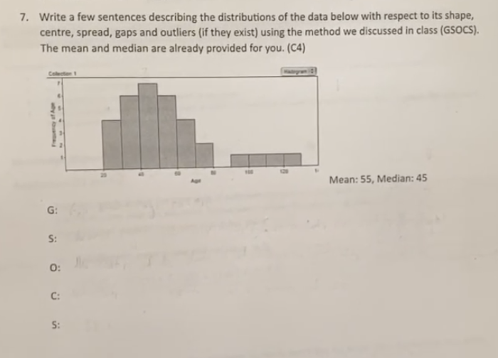 Solved 7. Write a few sentences describing the distributions | Chegg.com