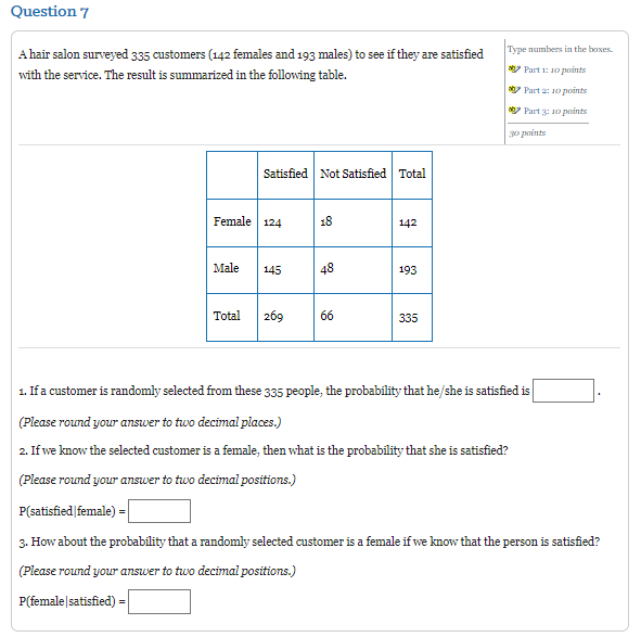 Solved 1. If a customer is randomly selected from these 335 | Chegg.com