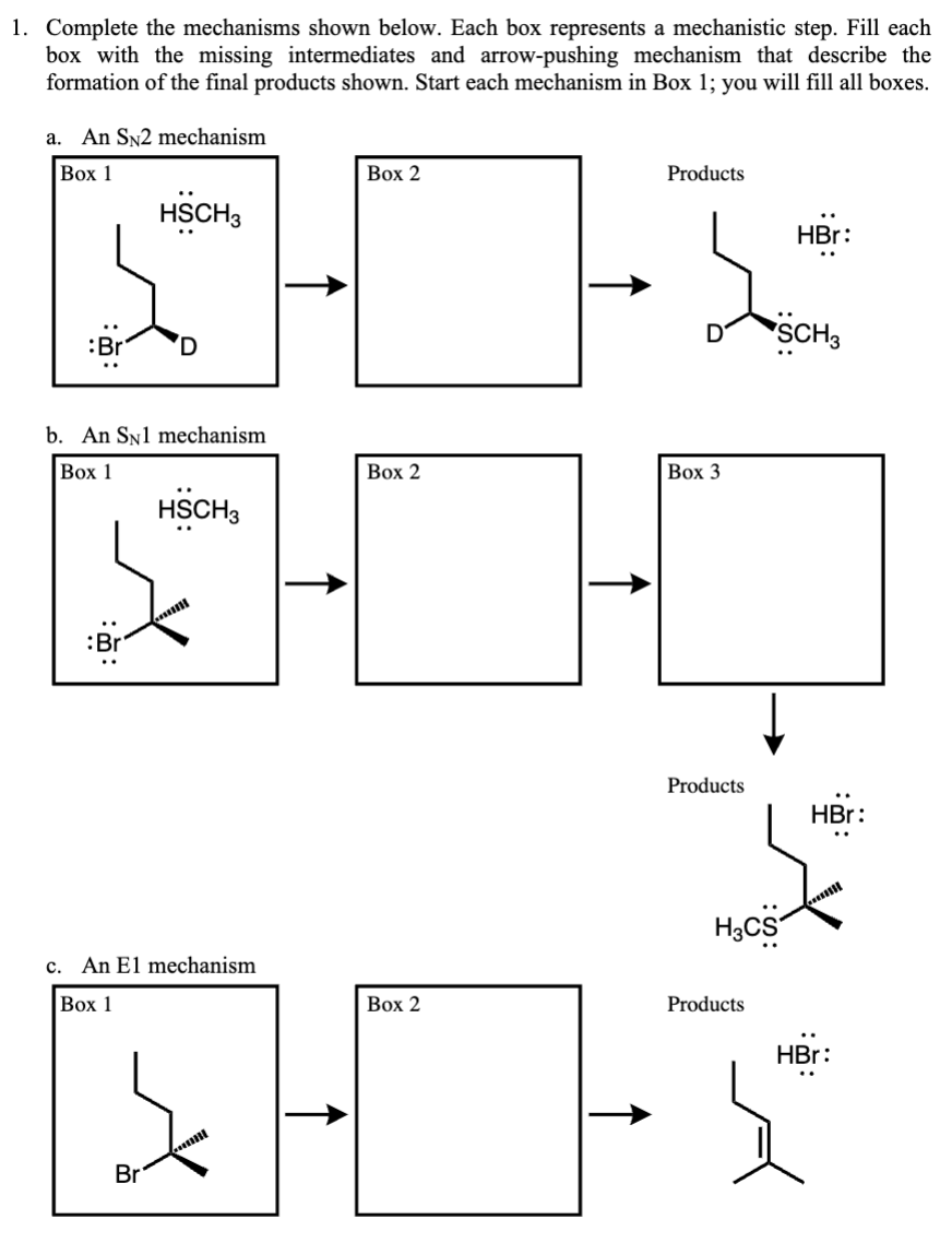Solved Complete the mechanisms shown below. Each box | Chegg.com