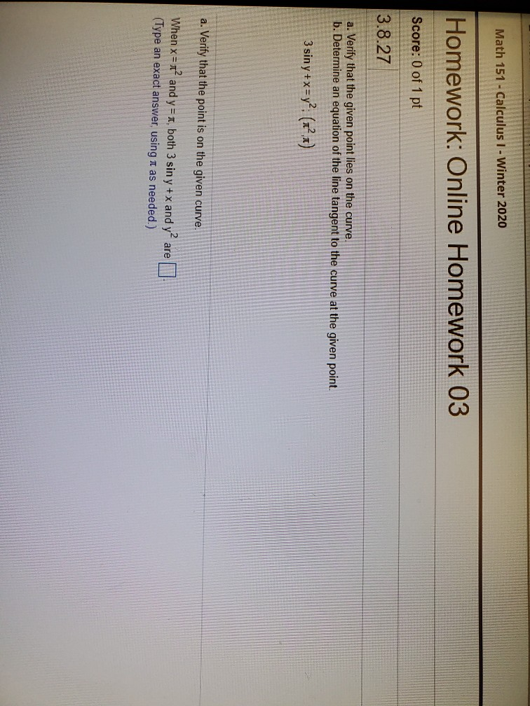 Solved Math 151 - Calculus 1 - Winter 2020 Homework: Online | Chegg.com