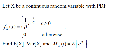 Solved Let X be a continuous random variable with PDF BIH | Chegg.com
