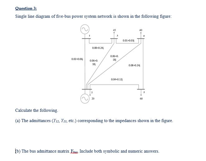 Solved Question 3: Single line diagram of five-bus power | Chegg.com