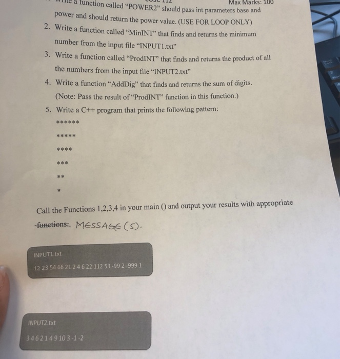 Solved lle à function called "POWER2" should pass int | Chegg.com