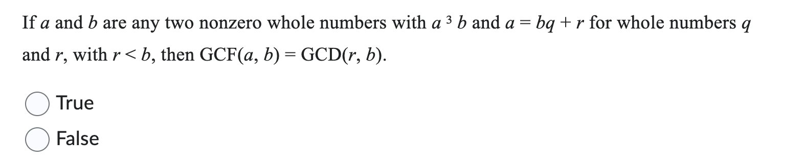 Solved If a and b are any two nonzero whole numbers with a3b | Chegg.com