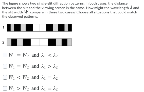 Solved The figure shows two single-slit diffraction | Chegg.com