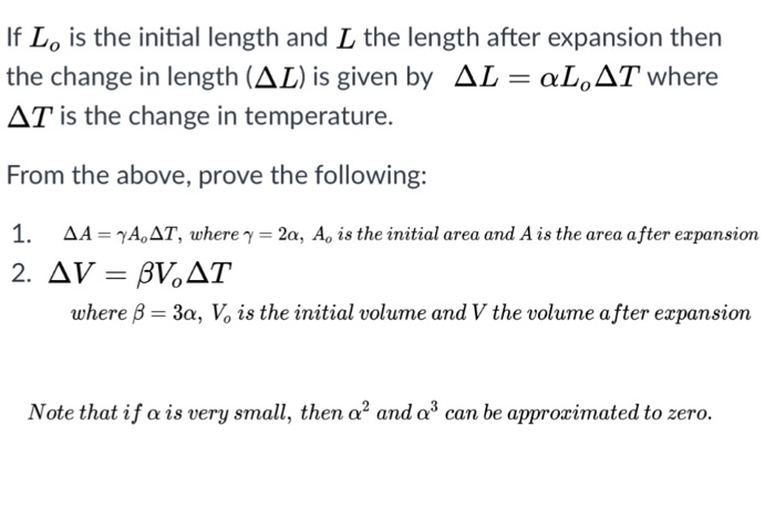 Solved If Lo is the initial length and L the length after | Chegg.com