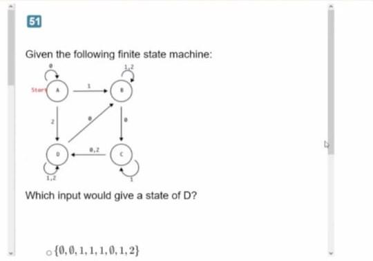 Solved Given the following finite state machine: Which input | Chegg.com