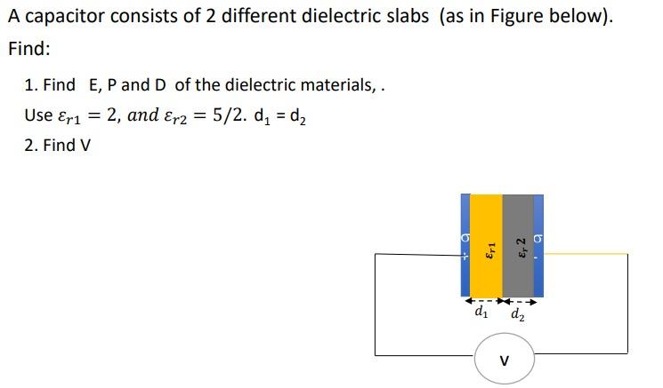 Solved A capacitor consists of 2 different dielectric slabs | Chegg.com