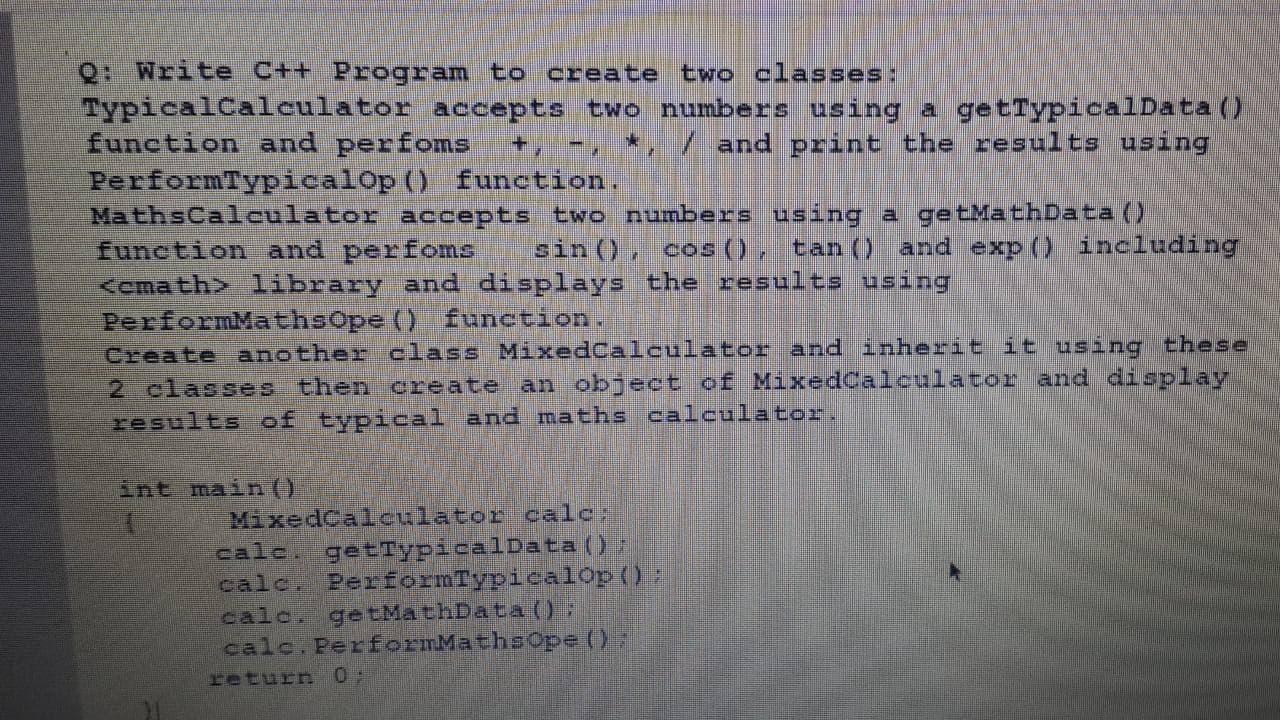 Solved Q Write C Program To Create Two Classes 7813
