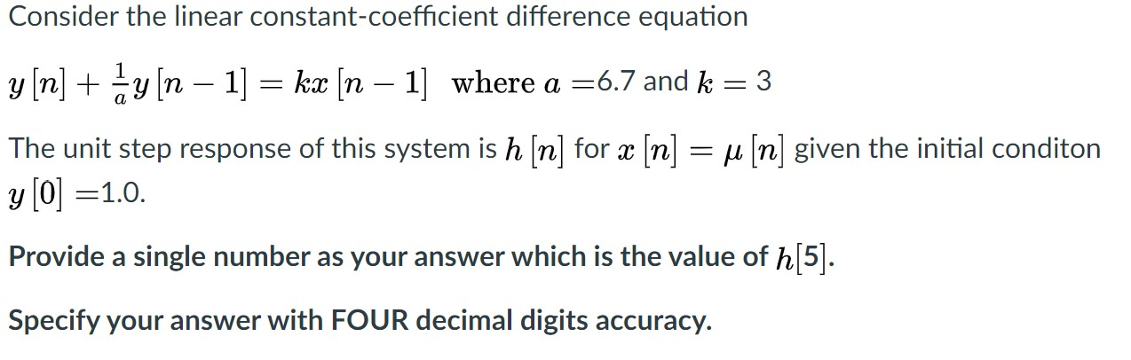 Solved Consider the linear constant-coefficient difference | Chegg.com