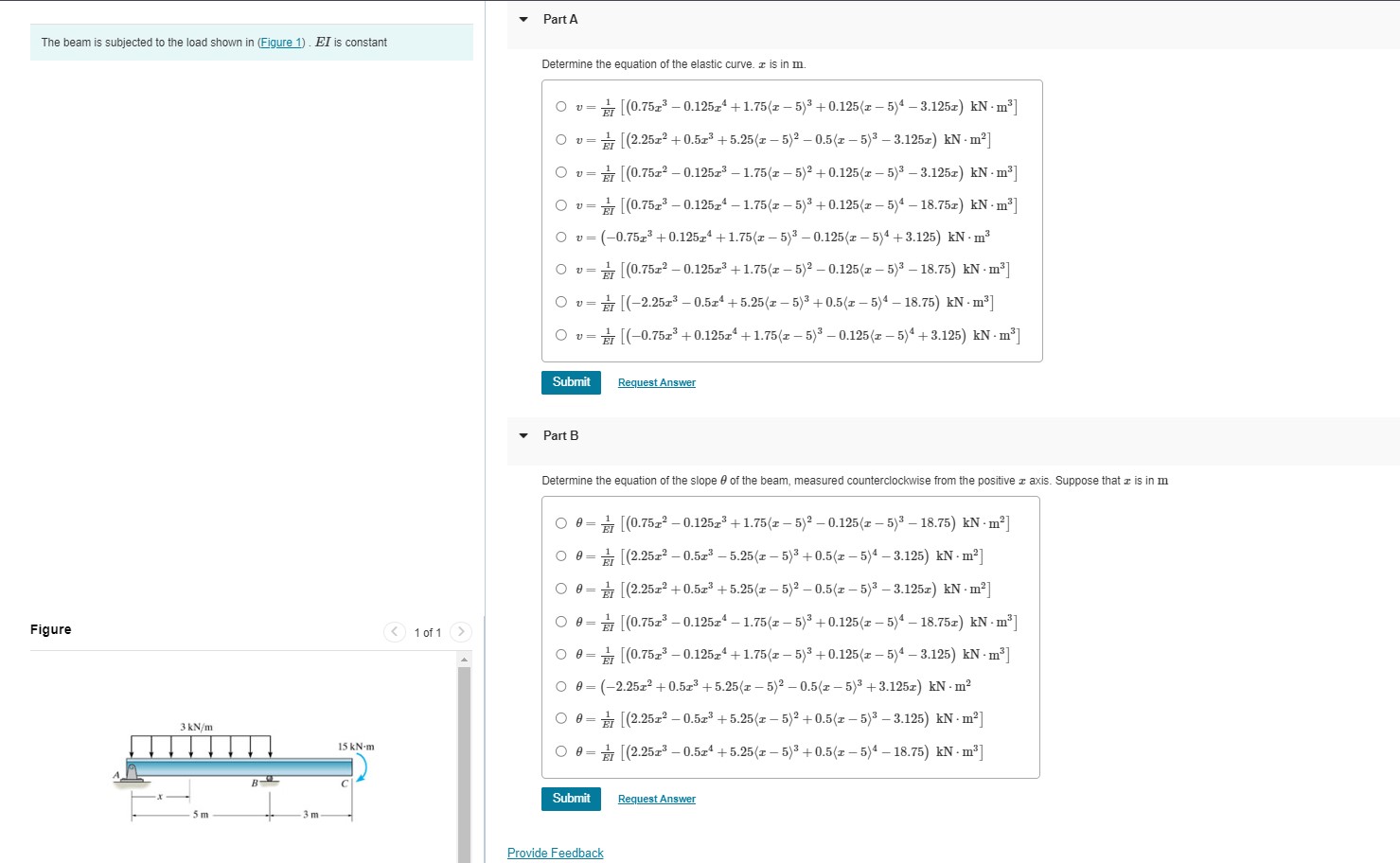 Solved The beam is subjected to the load shown in (Figure 1) | Chegg.com