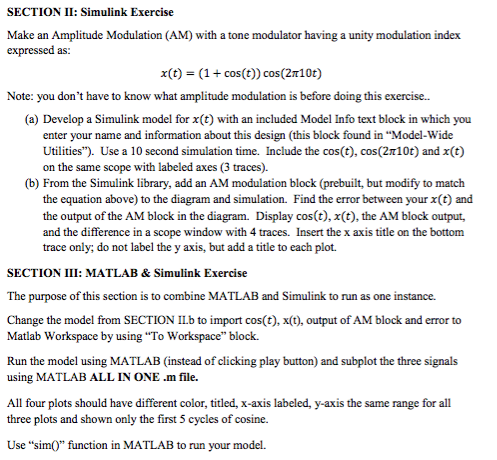 SECTION II: Simulink Exercise Make an Amplitude | Chegg.com