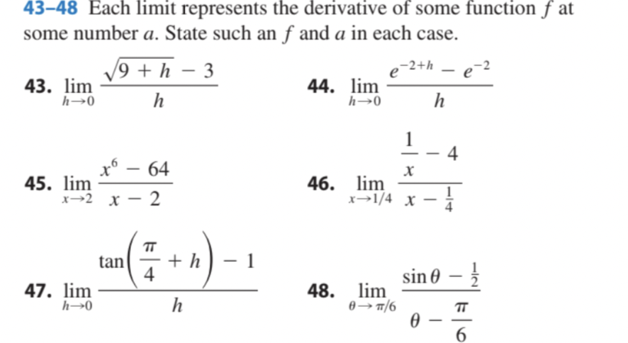Solved 43-48 ﻿Each limit represents the derivative of some | Chegg.com