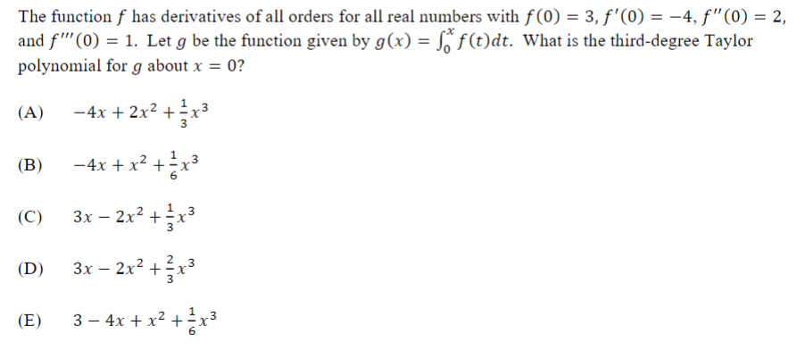 Solved The function f has derivatives of all orders for all | Chegg.com