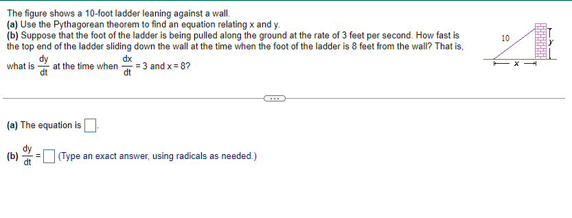 Solved The figure shows a 10 -foot ladder leaning against a | Chegg.com