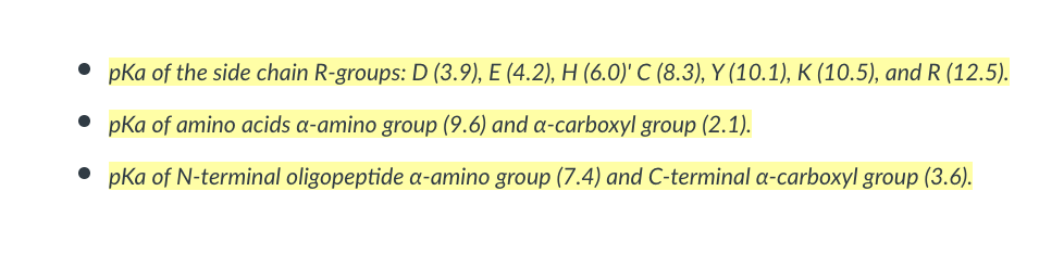 Solved • pKa of the side chain R-groups: D (3.9), E (4.2), H | Chegg.com