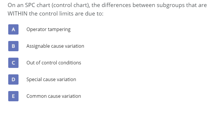Solved On an SPC chart (control chart), the differences | Chegg.com