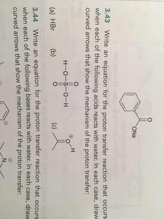 Solved Write an equation for the proton transfer reaction | Chegg.com
