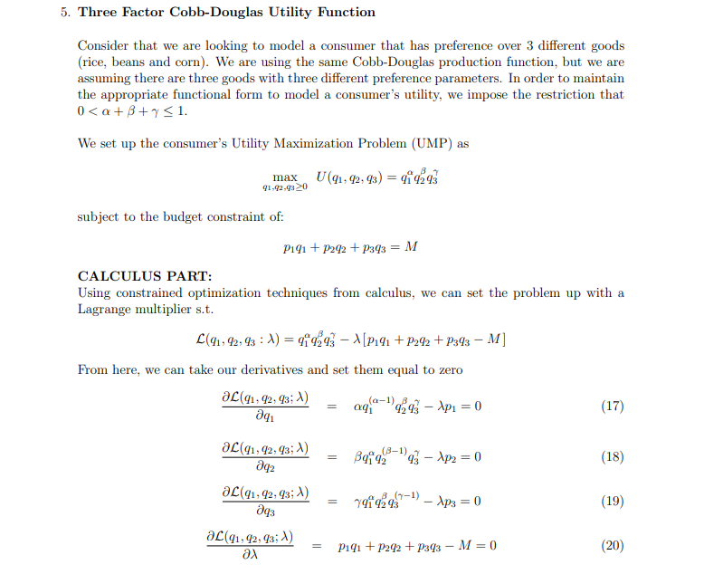 Solved 5. Three Factor Cobb-Douglas Utility Function | Chegg.com