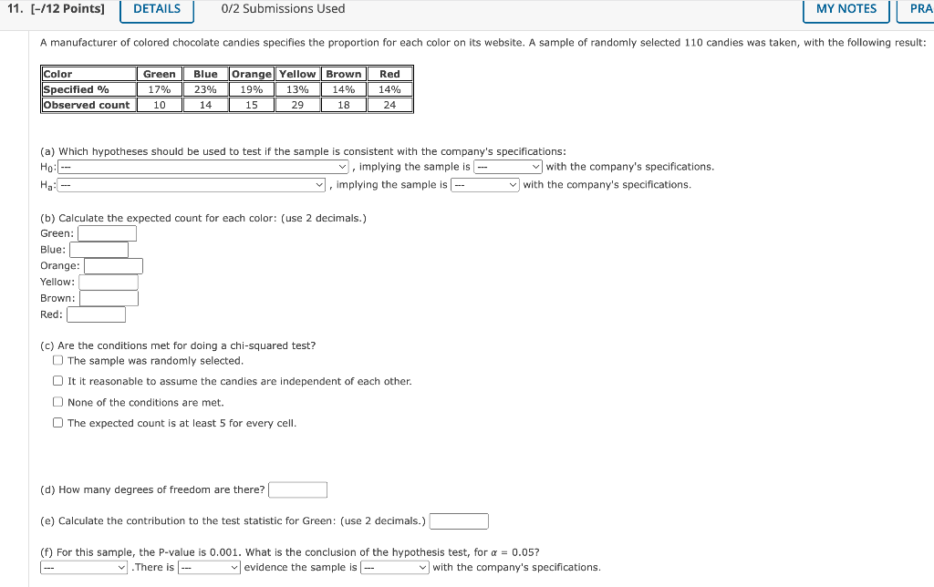 Solved A manufacturer of colored chocolate candies specifies | Chegg.com