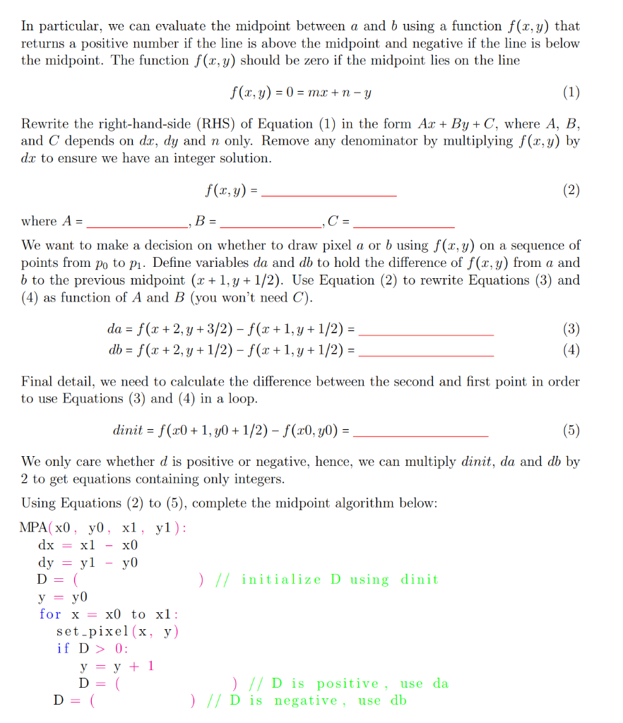 In particular, we can evaluate the midpoint between a | Chegg.com