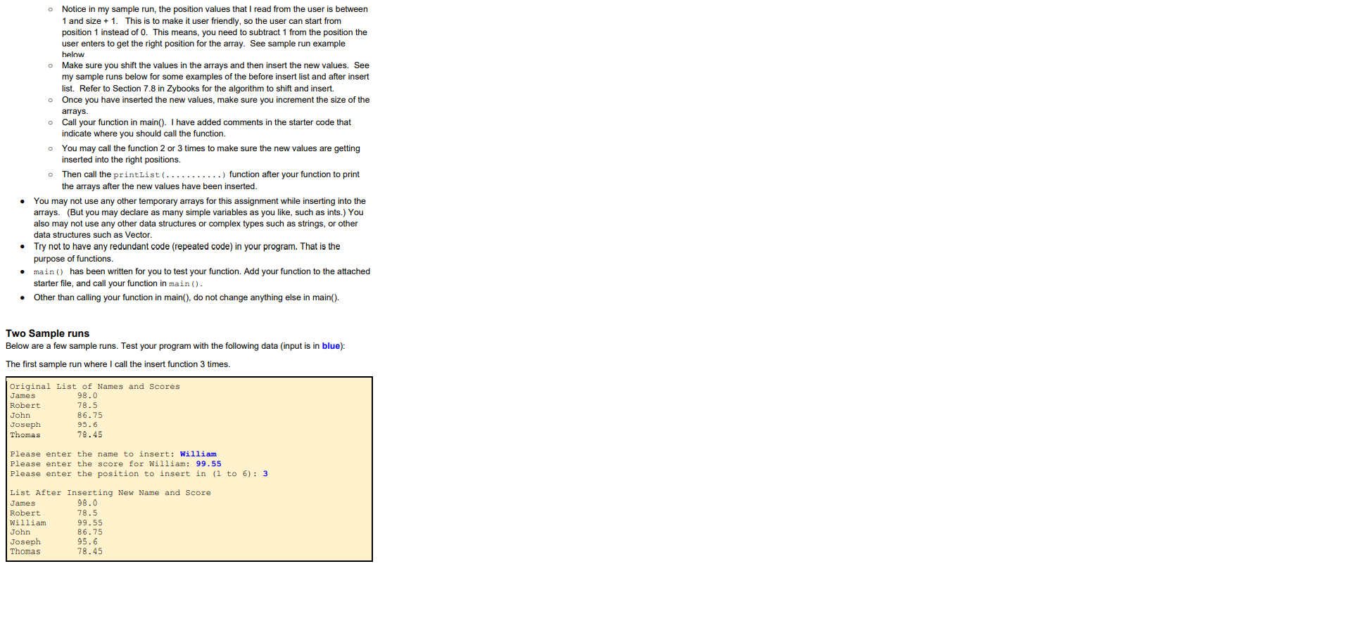 Solved Program Shifting Values and Parallel Arrays Shifting | Chegg.com