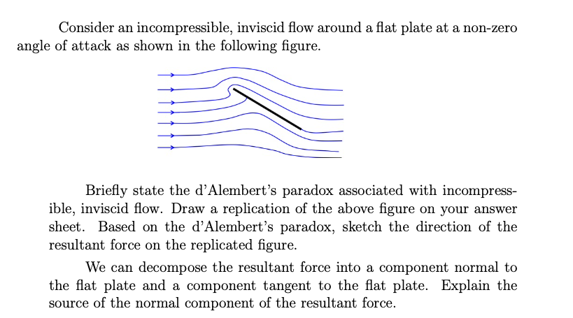 Solved Consider an incompressible, inviscid flow around a | Chegg.com