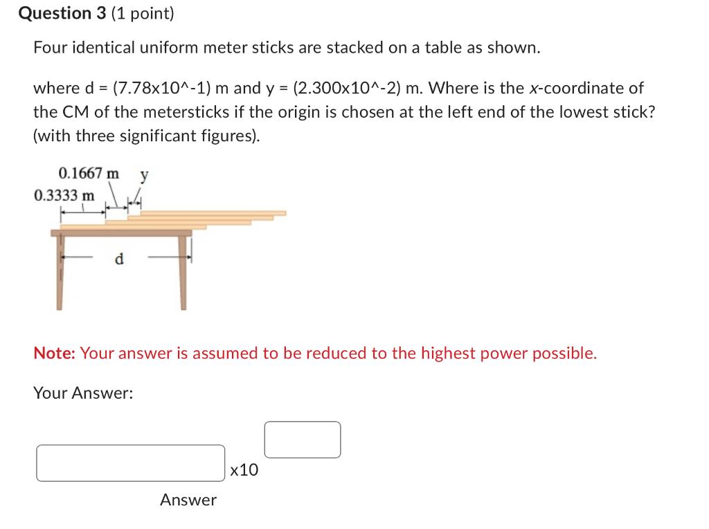 Solved Four identical uniform meter sticks are stacked on a | Chegg.com