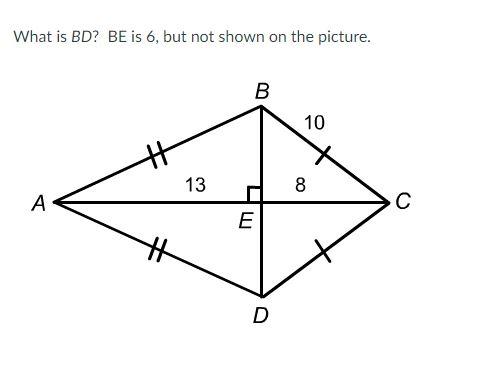Solved What is BD? BE is 6, but not shown on the picture. B | Chegg.com
