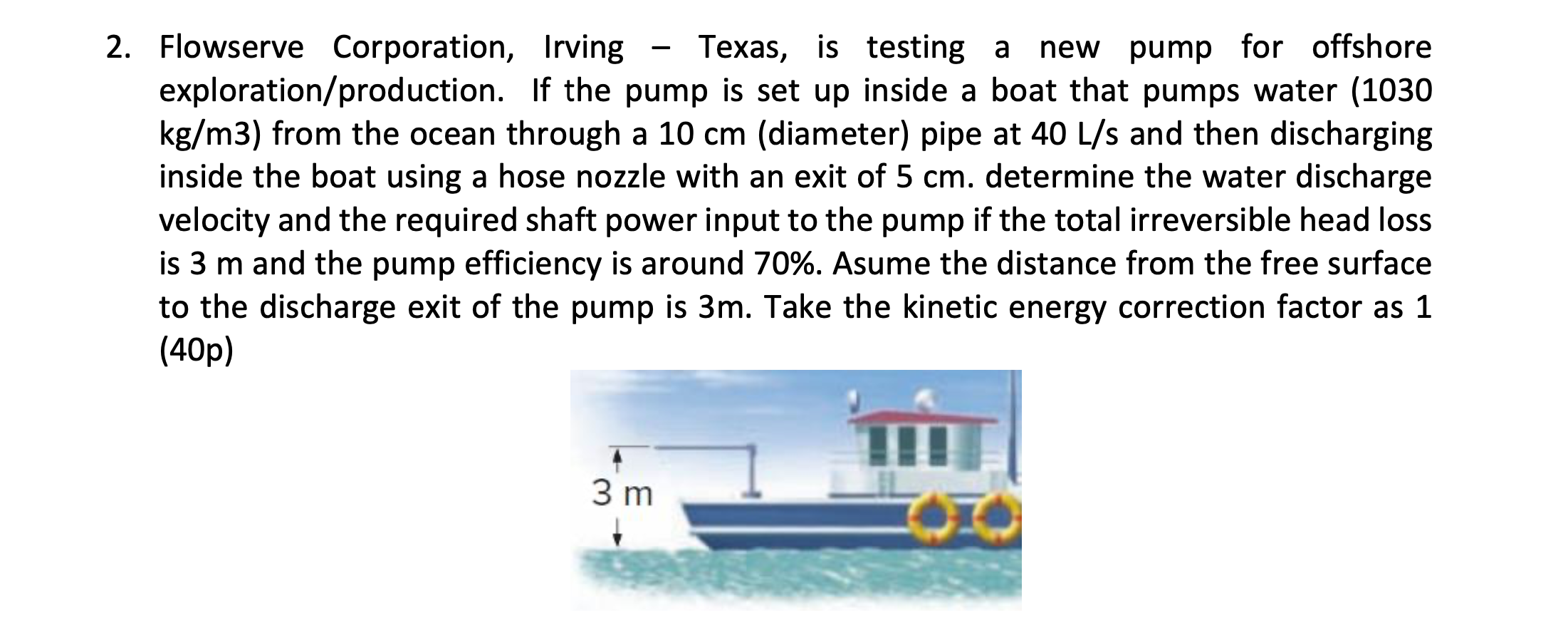 Solved 2. Flowserve Corporation, Irving Texas, is testing a | Chegg.com