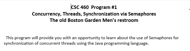 Solved |CSC 460 Program \#1 Concurrency, Threads, | Chegg.com