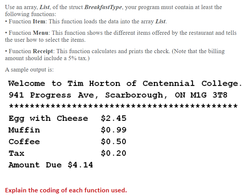 Solved Create a structure that can describe a restaurant. It | Chegg.com