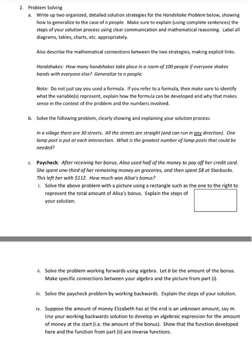 Solved 2 Problem Solving Write Up Two Organized Detailed 
