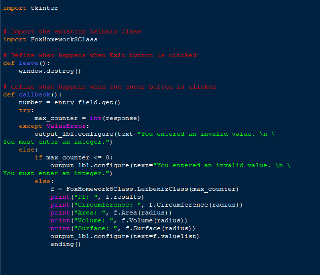 Using PYTHON, I am trying to get my GUI to calculate | Chegg.com