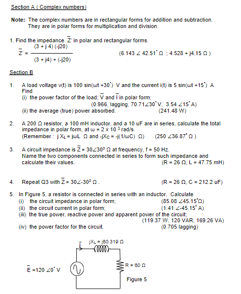 Solved Section A (Complex numbers) Note: The complex numbers | Chegg.com