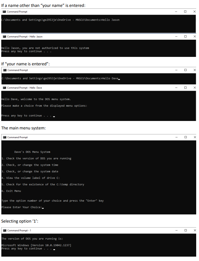 DOS Batch Files Lab CNA 397 32 Points 1. Create a | Chegg.com