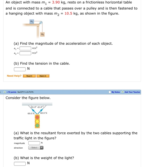 Solved An object with mass m1 3.90 kg, rests on a | Chegg.com