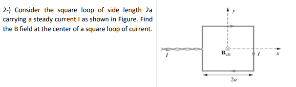 Solved 2-) Consider the square loop of side length 2a | Chegg.com