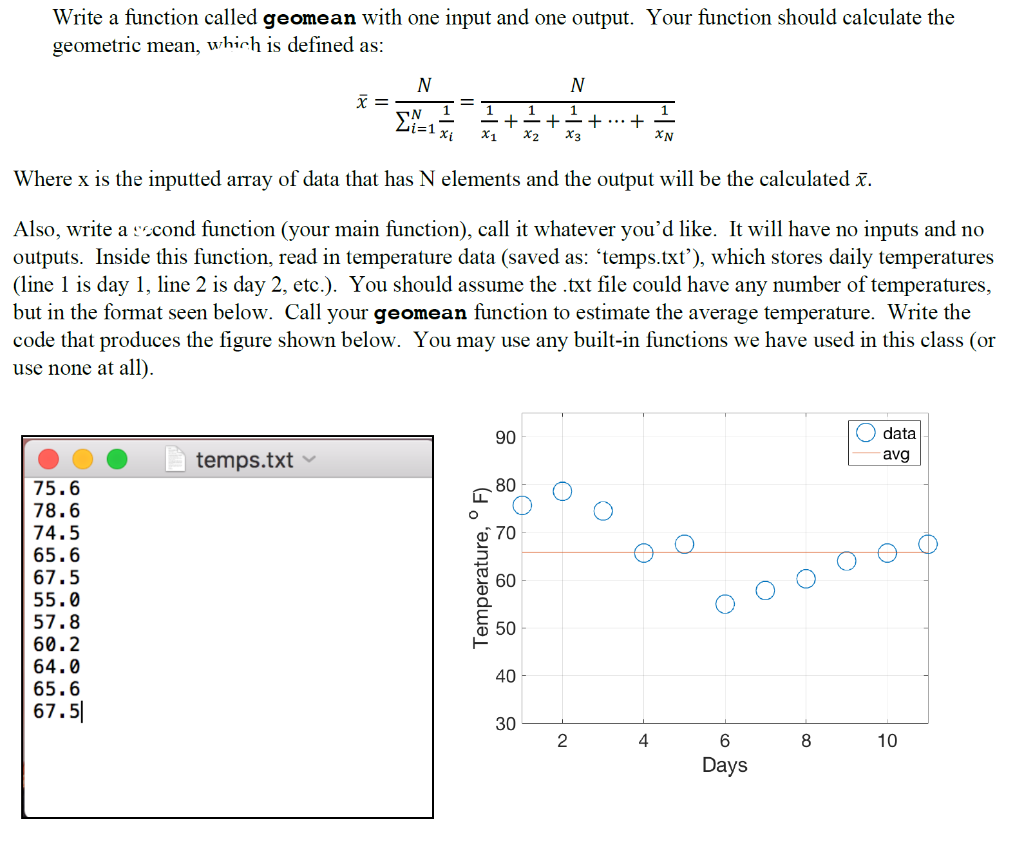 Solved Write a function called geomean with one input and | Chegg.com