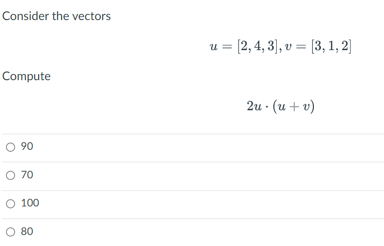 Solved Consider the vectors u=[2,4,3],v=[3,1,2] Compute | Chegg.com
