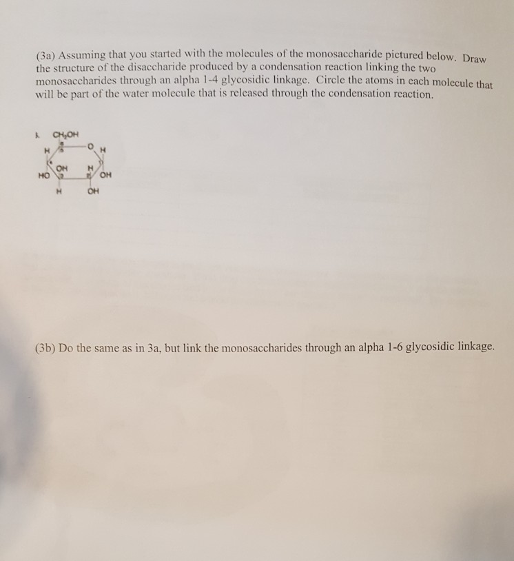 Solved (3a) Assuming that you started with the molecules of | Chegg.com