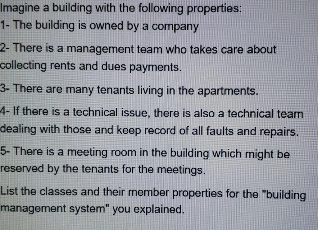 Solved Imagine a building with the following properties: 1- | Chegg.com