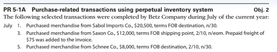 Solved Appendix 2 PR 5-7A Purchase-related transactions | Chegg.com