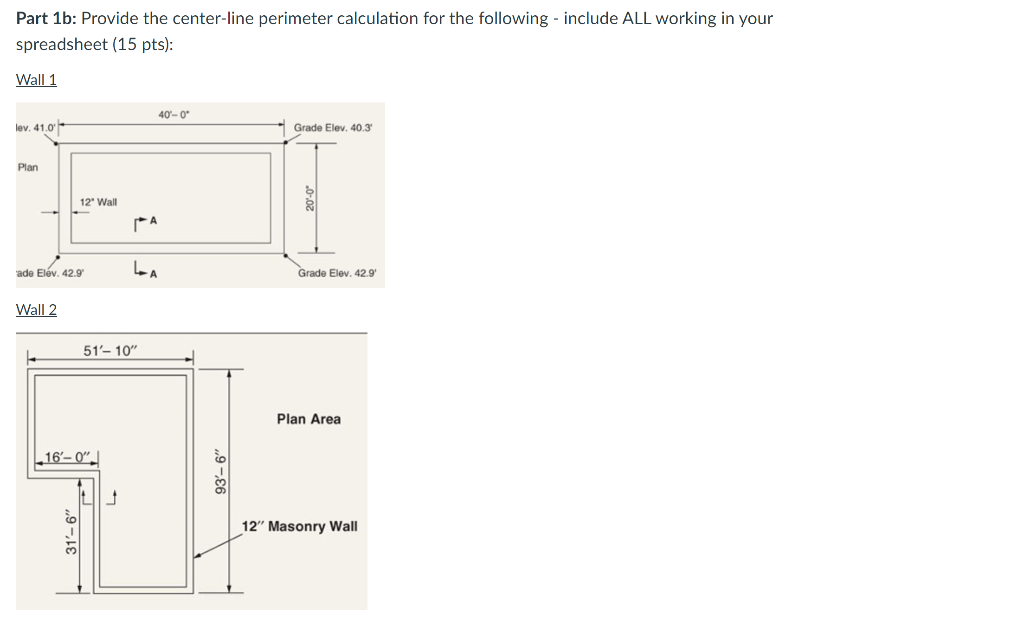 Solved Part 1b: Provide the center-line perimeter | Chegg.com