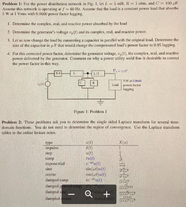 Solved Problem 1: For the power distribution network in Fig. | Chegg.com