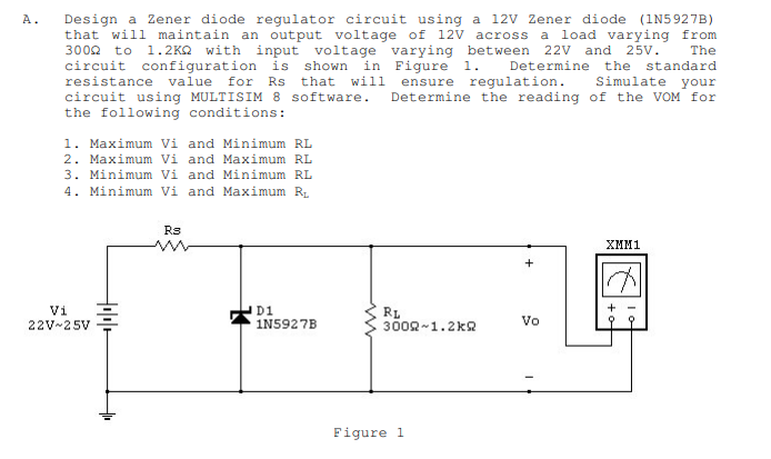 Solved Design a Zener diode regulator circuit using a 12V | Chegg.com